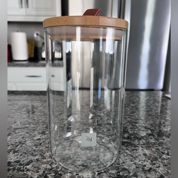 Nespresso | Kitchen | Nespresso Glass Capsule Storage Jar With Bamboo ...
